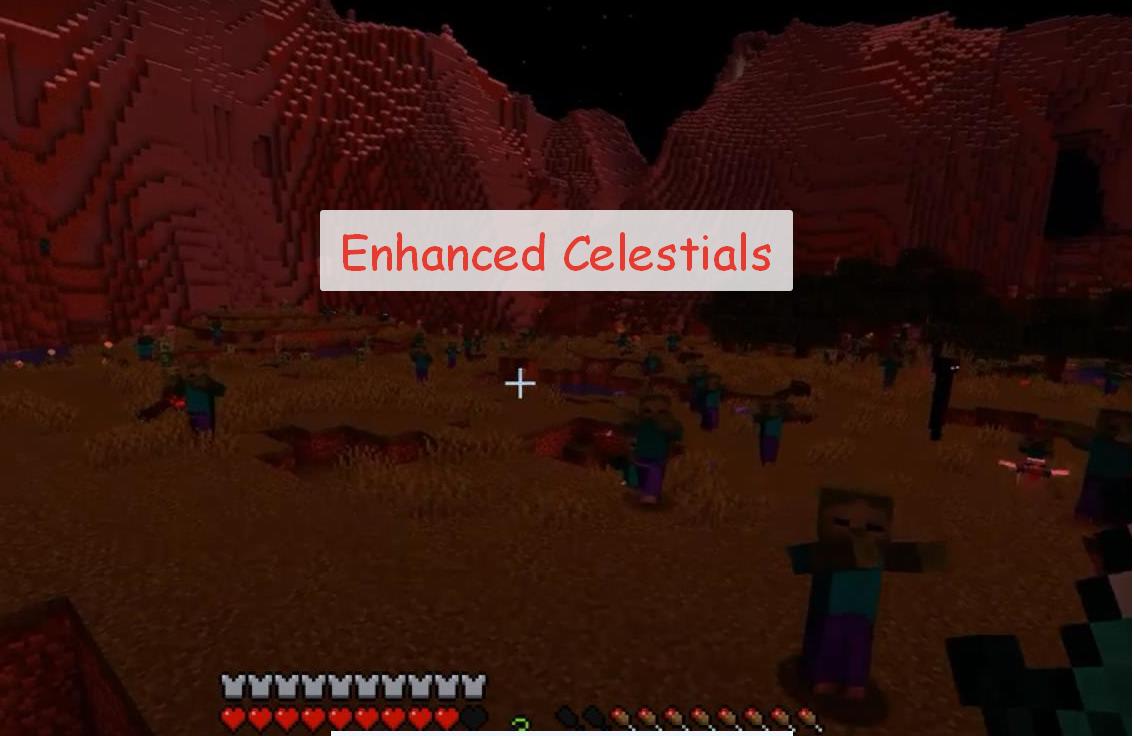 Enhanced Celestials 1.16.5 кровавая и урожайная луна в Майнкрафт